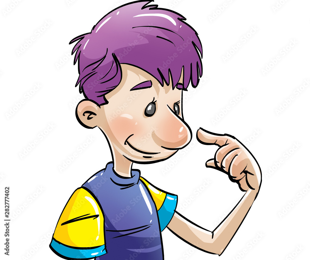 cartoon illustration of a boy showing his nose Stock Illustration ...