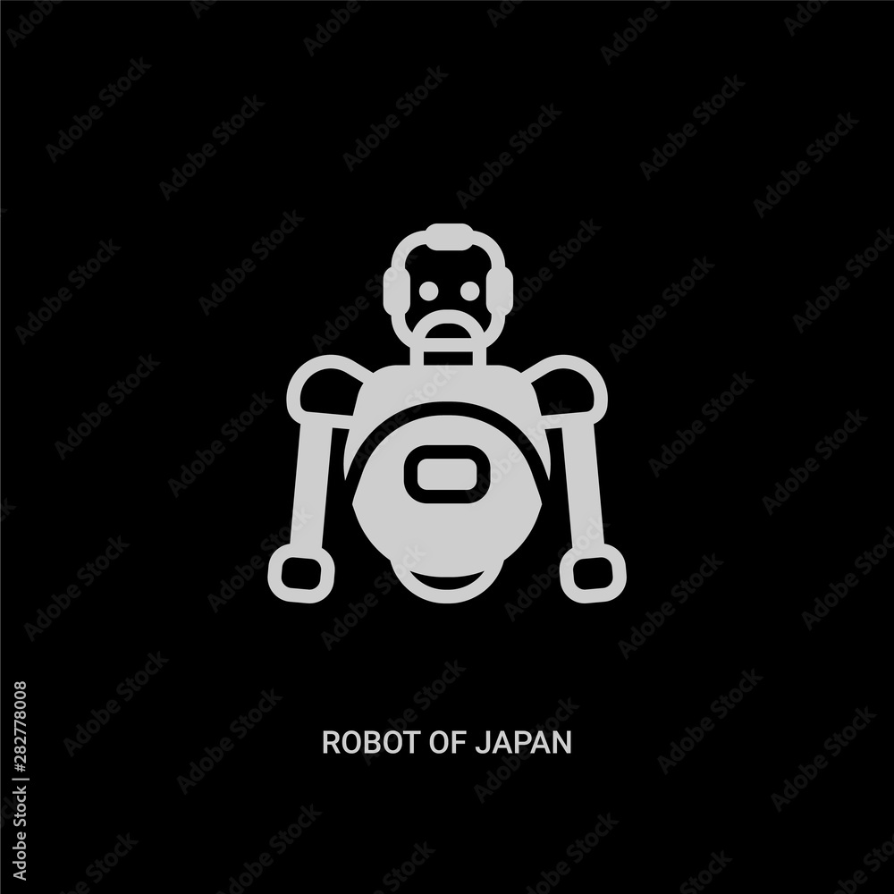 white robot of japan vector icon on black background. modern flat robot ...