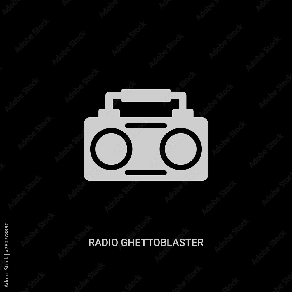 white radio ghettoblaster vector icon on black background. modern flat ...