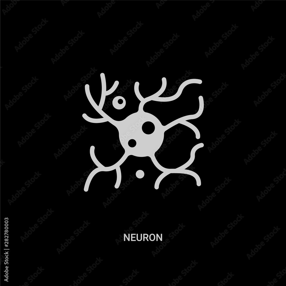 white neuron vector icon on black background. modern flat neuron from ...