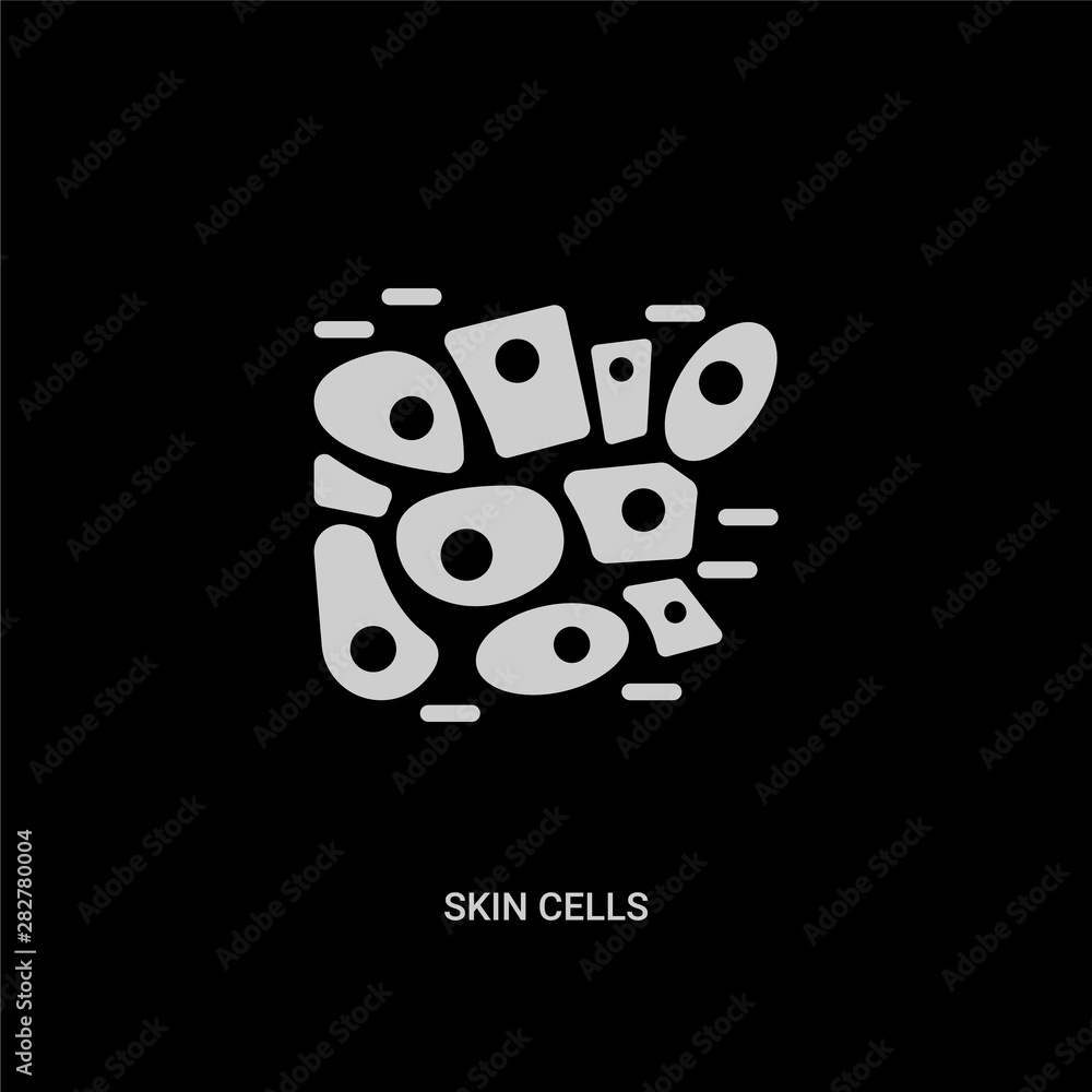 white skin cells vector icon on black background. modern flat skin ...