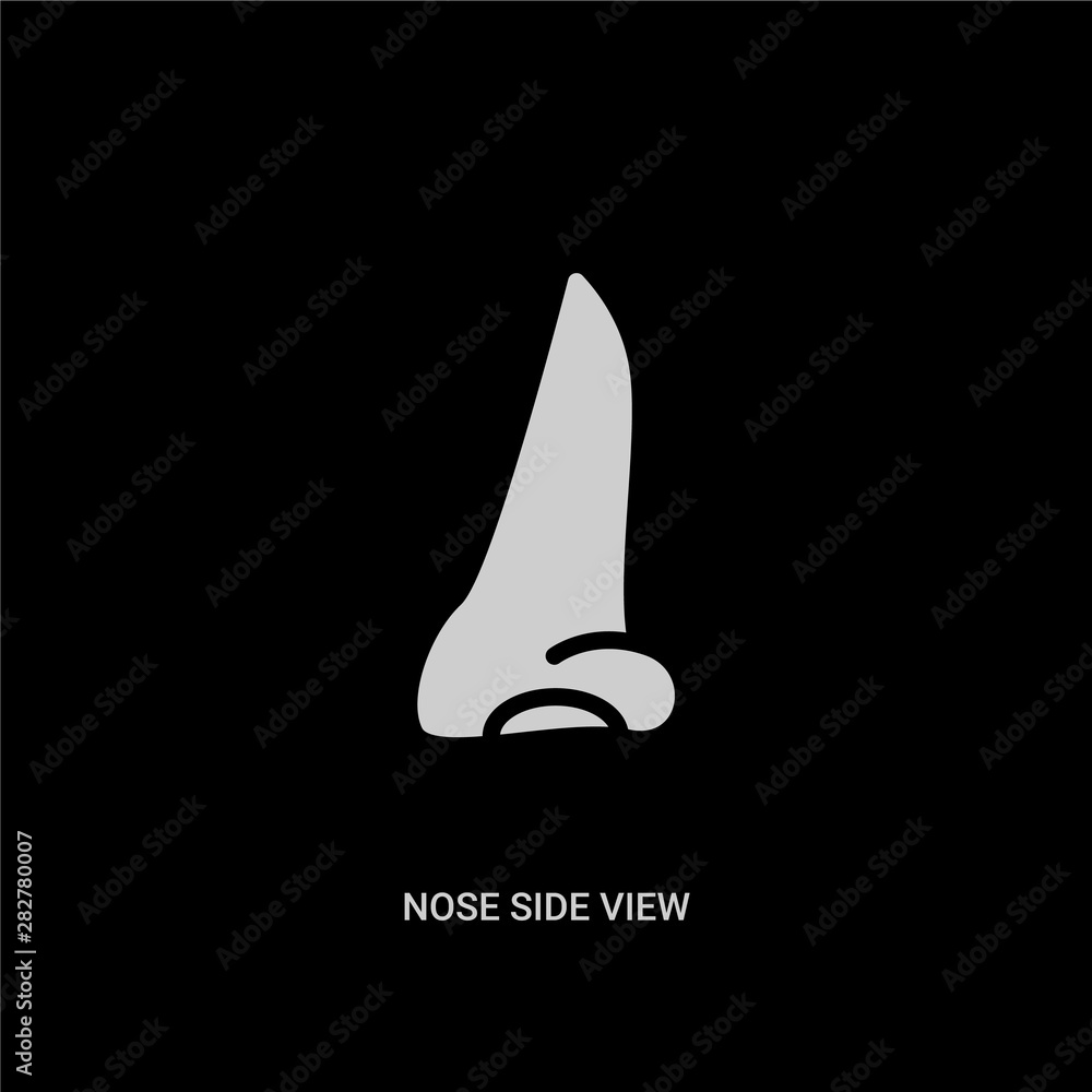 white nose side view vector icon on black background. modern flat nose ...