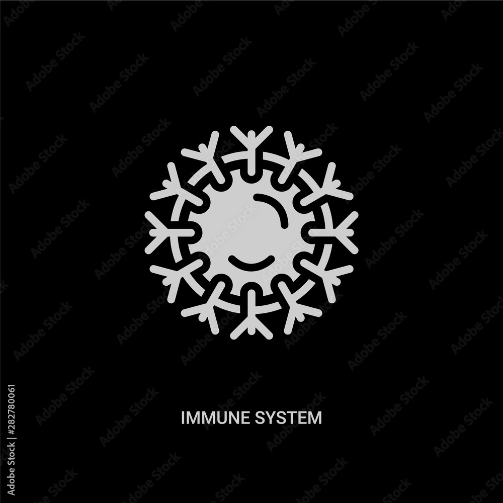 Vetor de white immune system vector icon on black background. modern ...