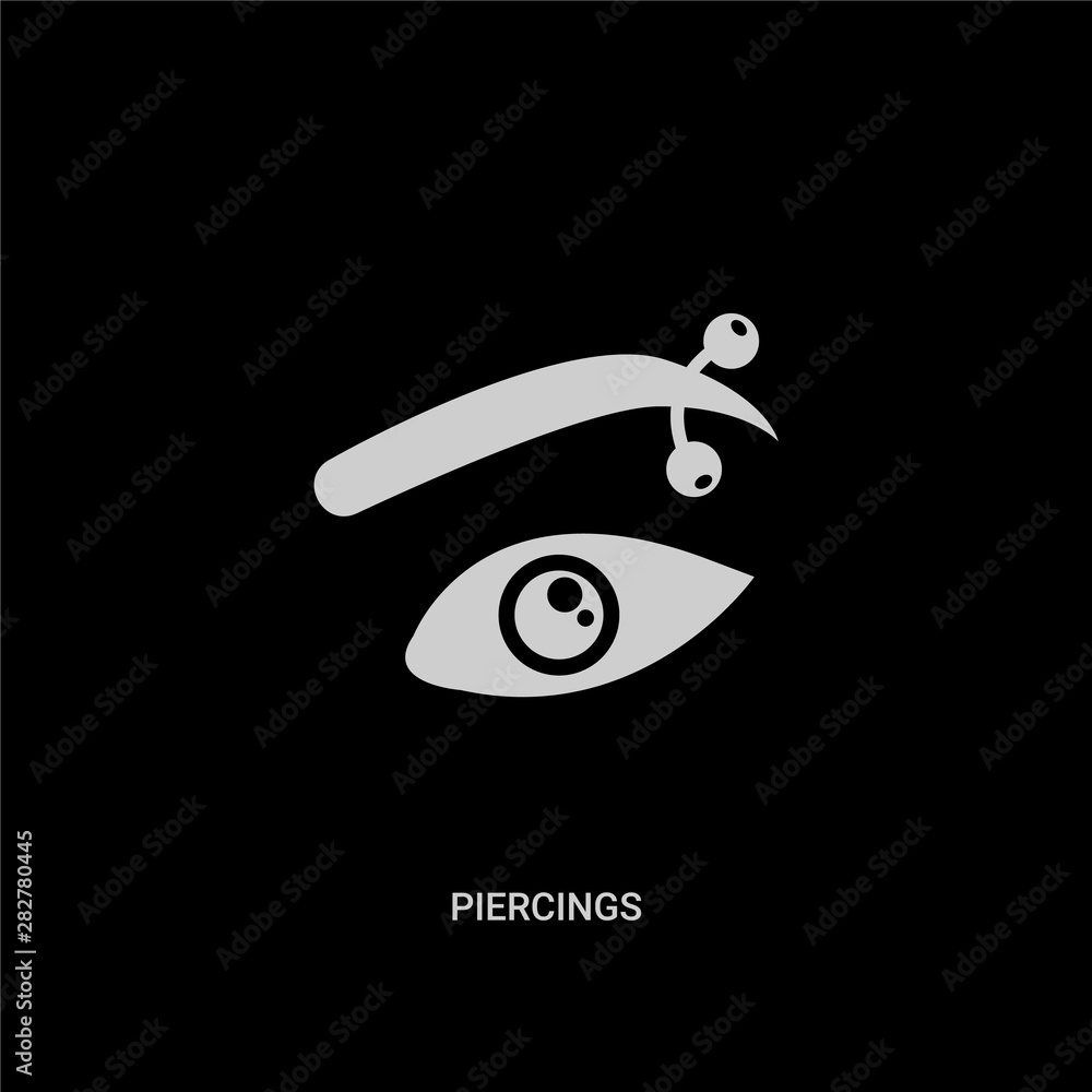 white piercings vector icon on black background. modern flat piercings ...
