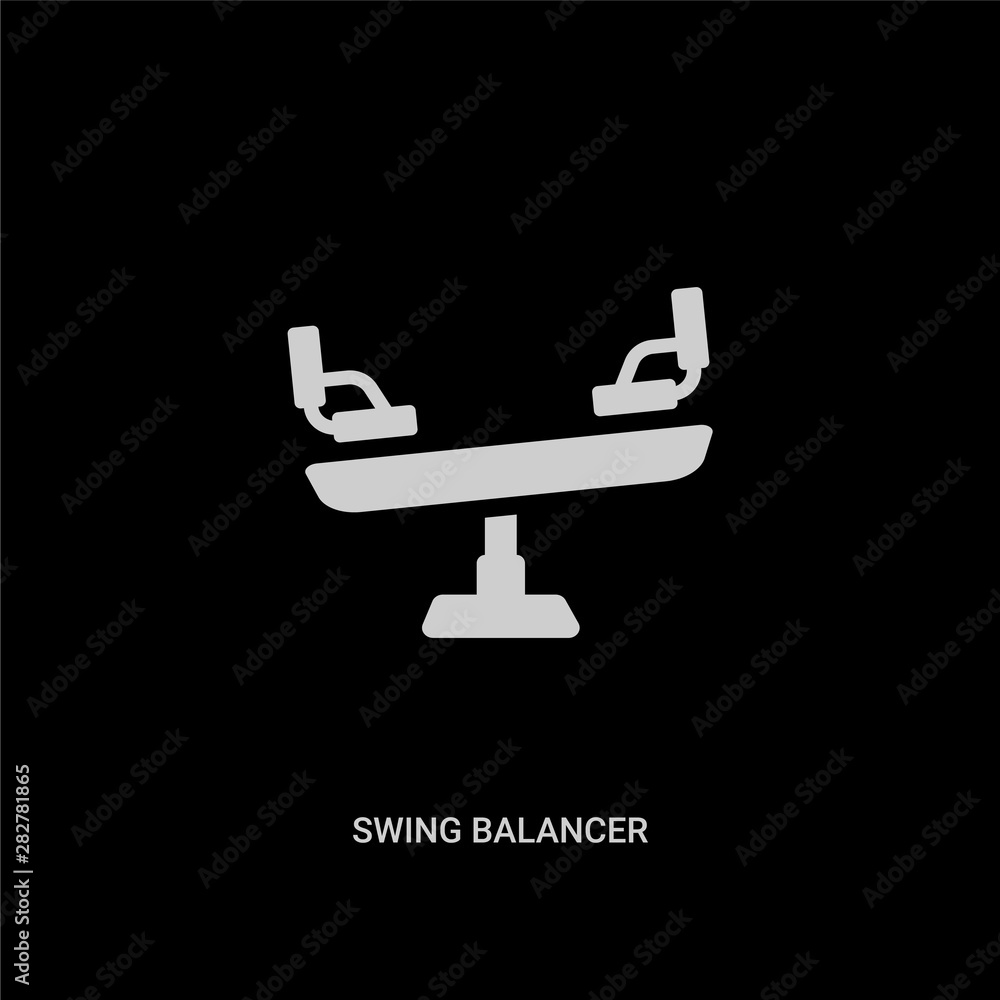 white swing balancer vector icon on black background. modern flat swing ...