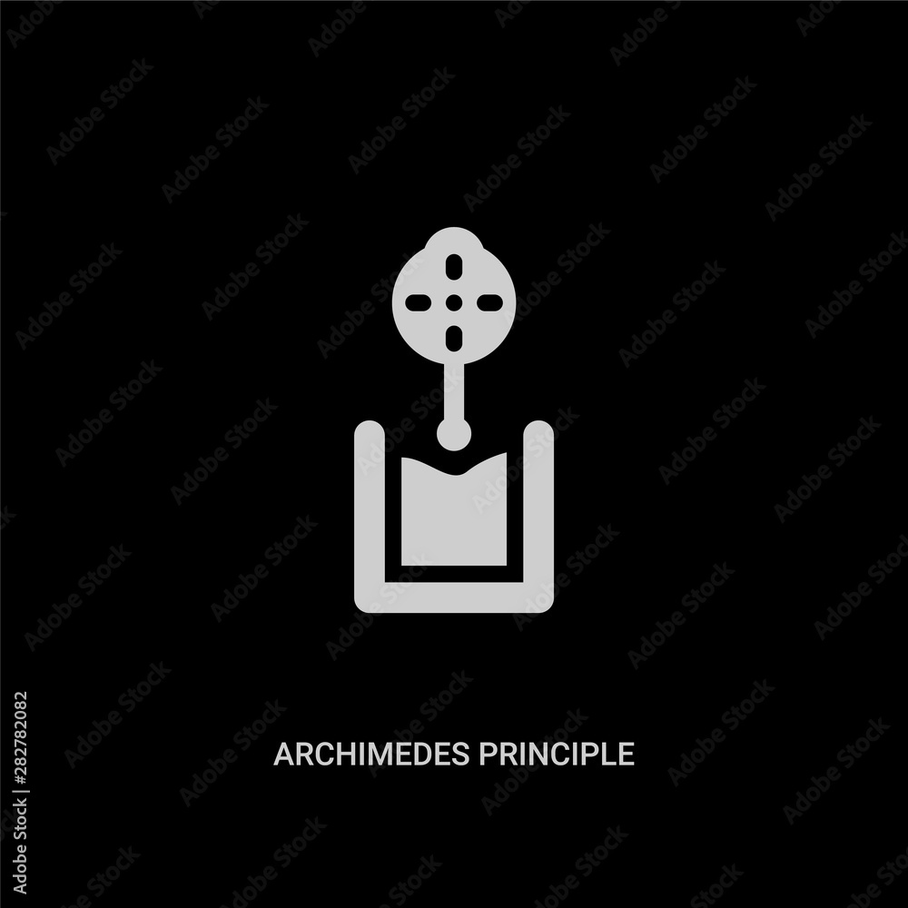 white archimedes principle vector icon on black background. modern flat ...