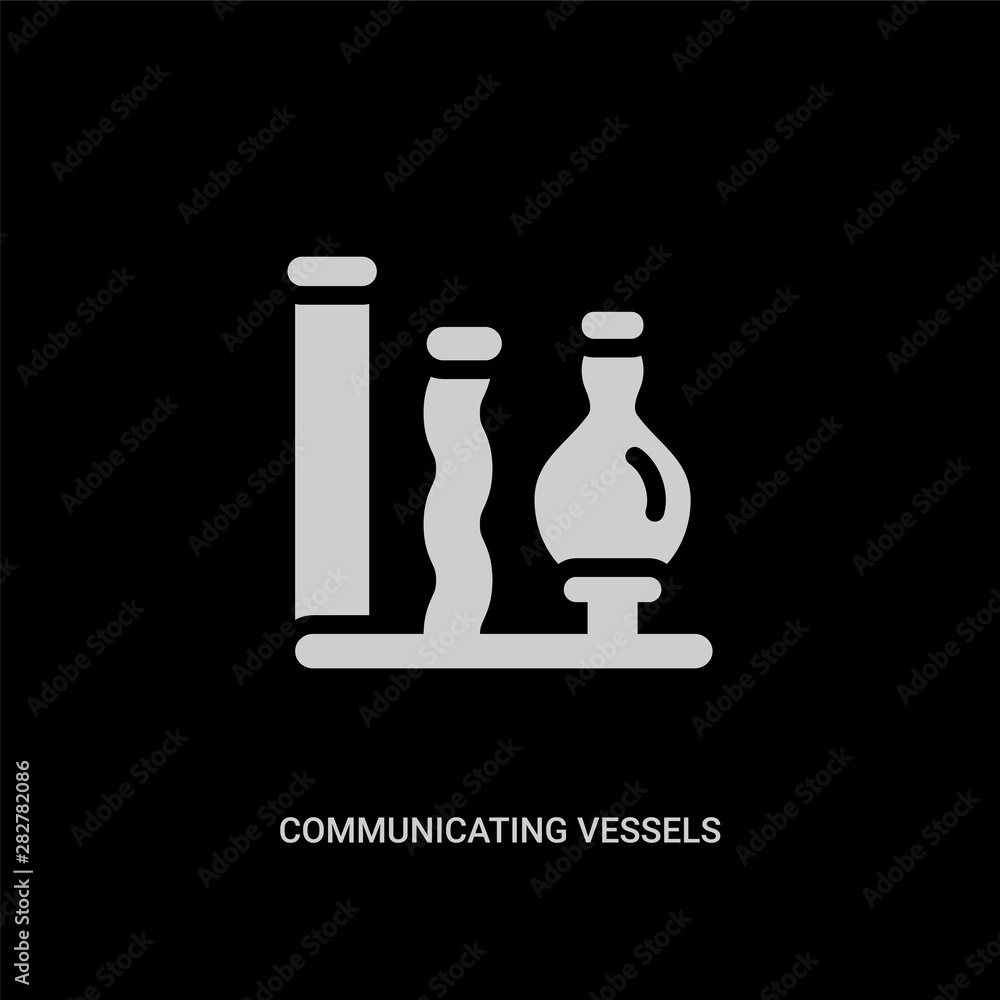 white communicating vessels vector icon on black background. modern ...
