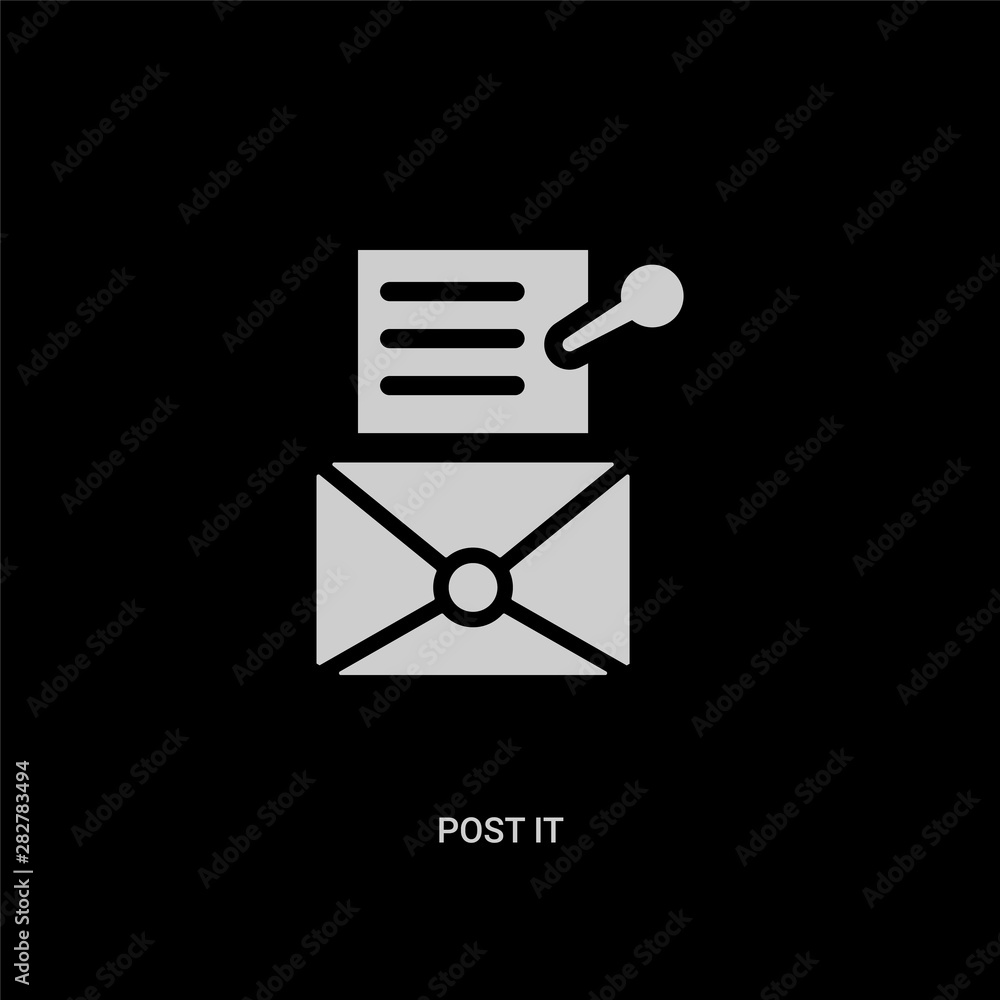 white post it vector icon on black background. modern flat post it from ...