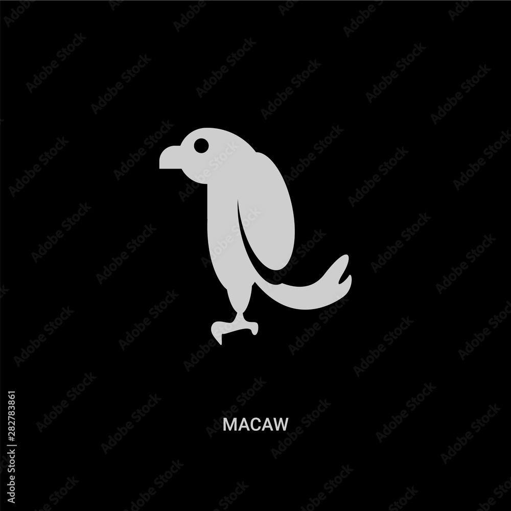 white macaw vector icon on black background. modern flat macaw from ...