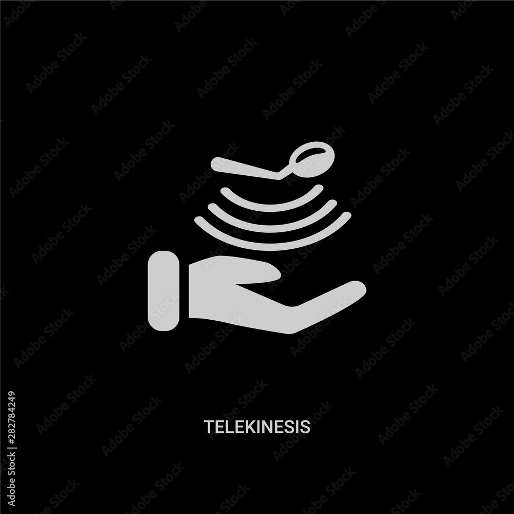 white telekinesis vector icon on black background. modern flat ...