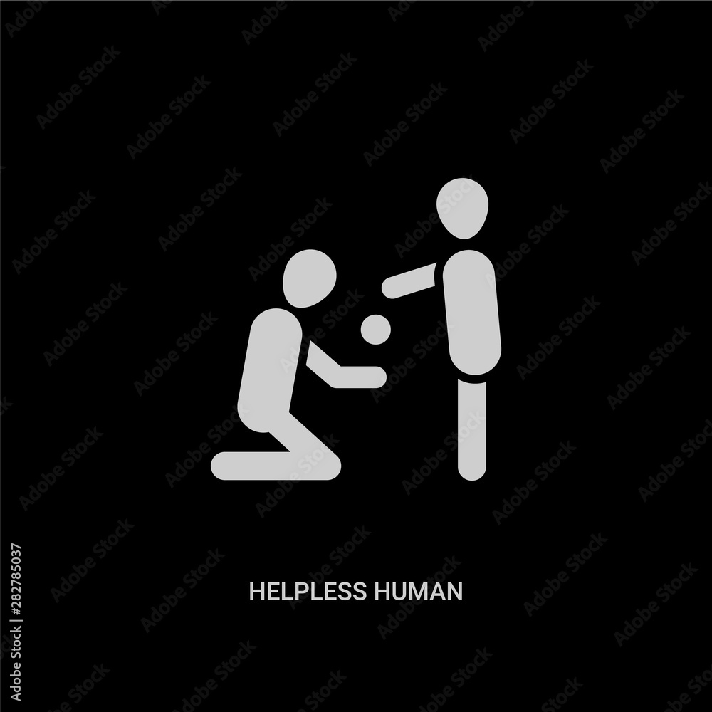 white helpless human vector icon on black background. modern flat ...