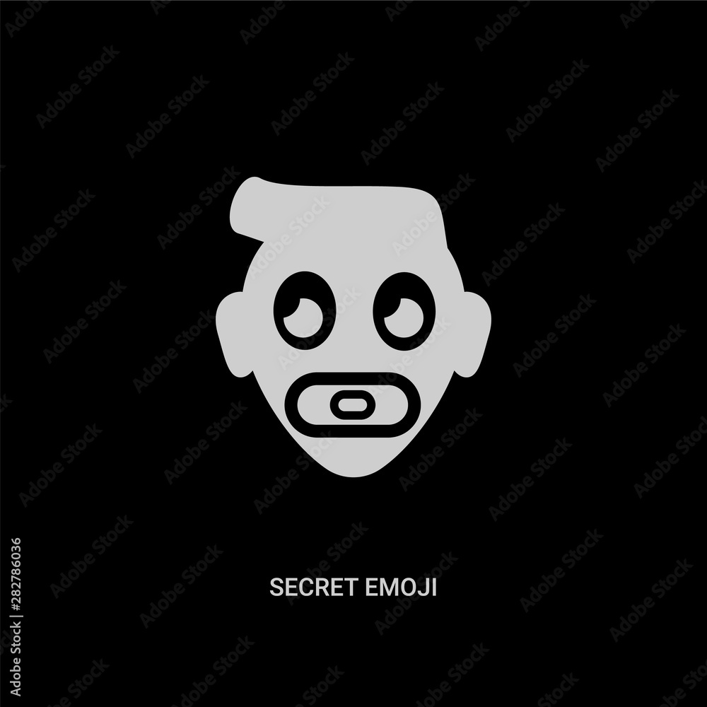 white secret emoji vector icon on black background. modern flat secret ...