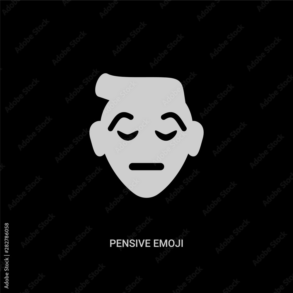 white pensive emoji vector icon on black background. modern flat ...