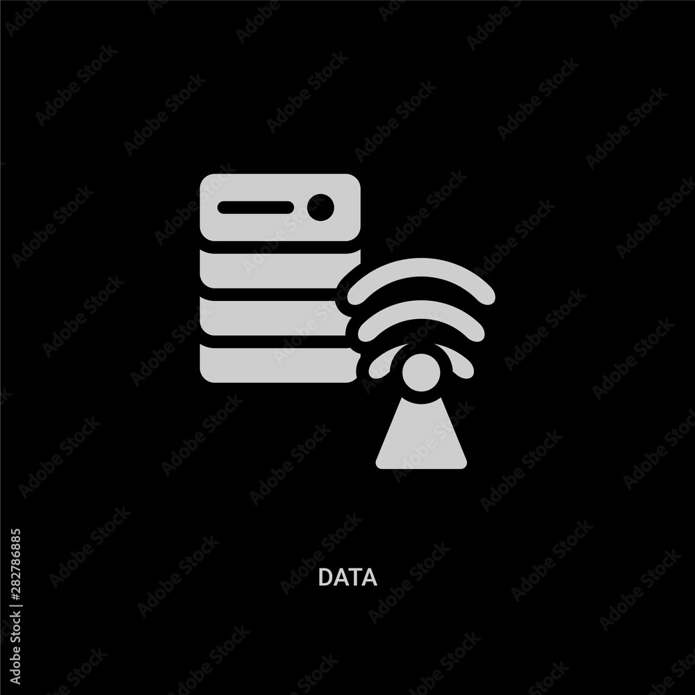 white data vector icon on black background. modern flat data from ...
