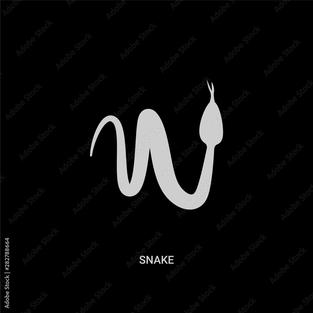 white snake vector icon on black background. modern flat snake from ...