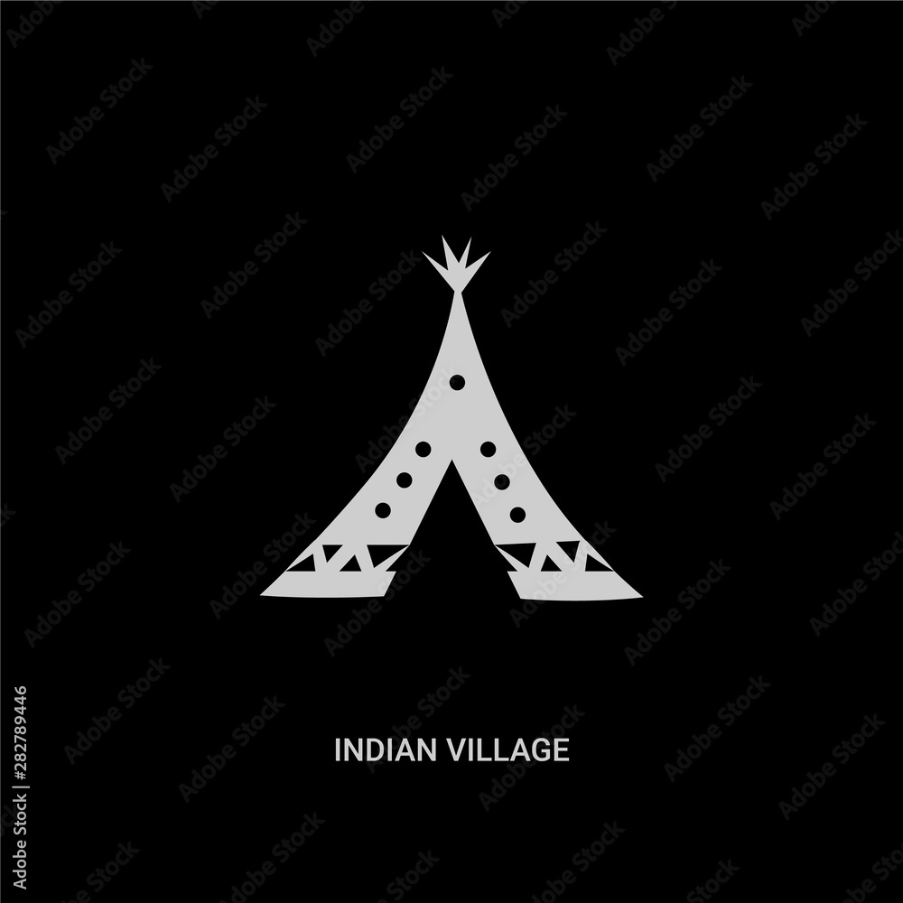 white indian village vector icon on black background. modern flat ...
