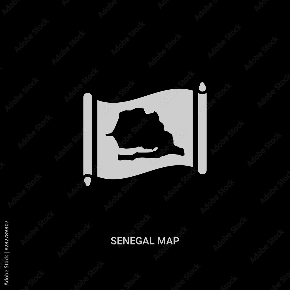 white senegal map vector icon on black background. modern flat senegal ...