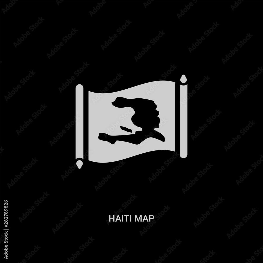 white haiti map vector icon on black background. modern flat haiti map ...