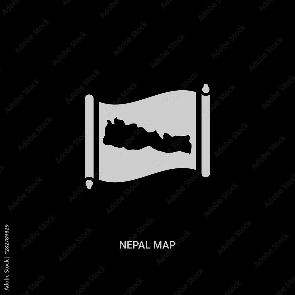 white nepal map vector icon on black background. modern flat nepal map ...