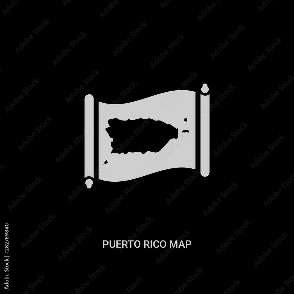 white puerto rico map vector icon on black background. modern flat ...