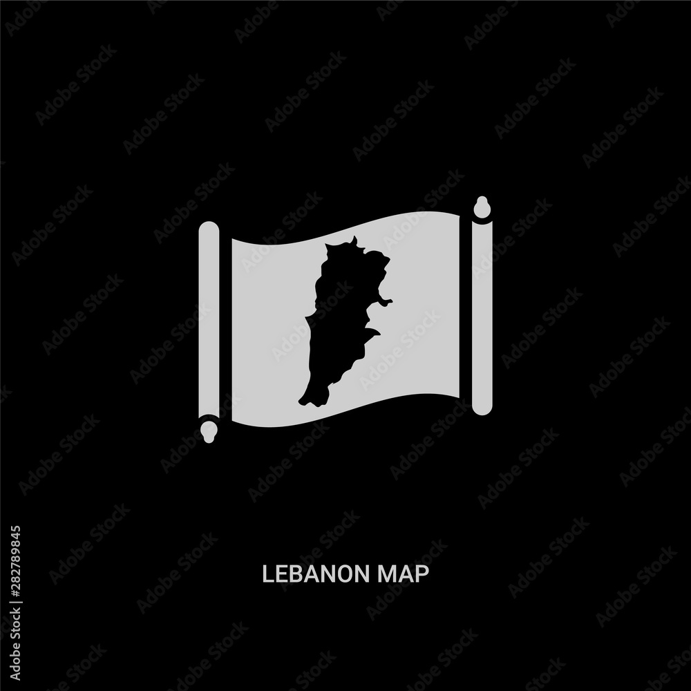 white lebanon map vector icon on black background. modern flat lebanon ...