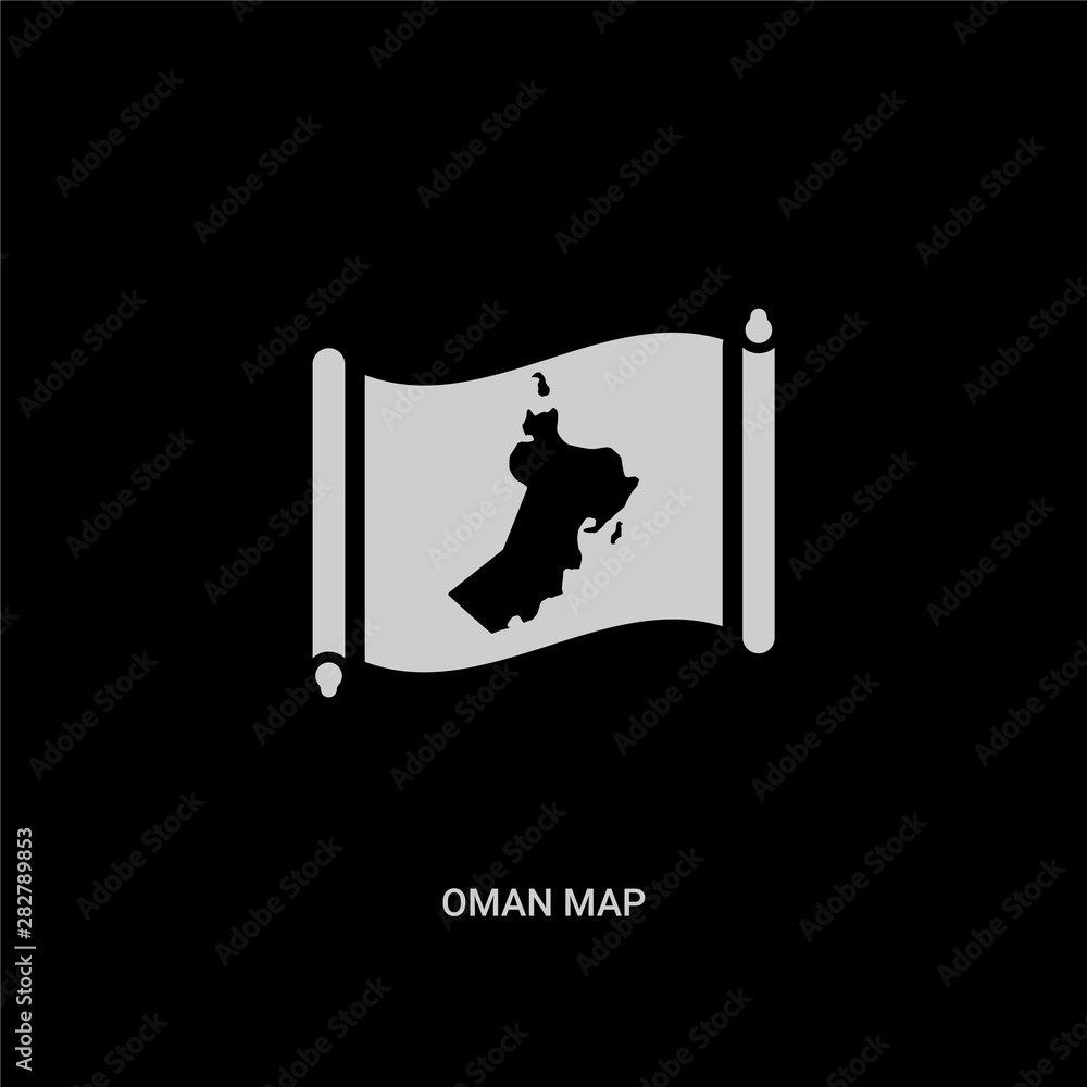 Vecteur Stock white oman map vector icon on black background. modern ...