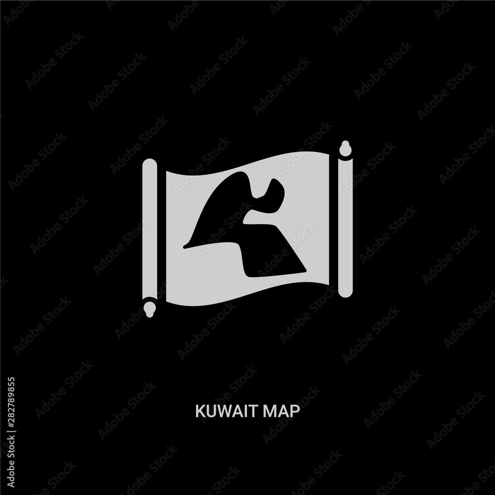white kuwait map vector icon on black background. modern flat kuwait ...