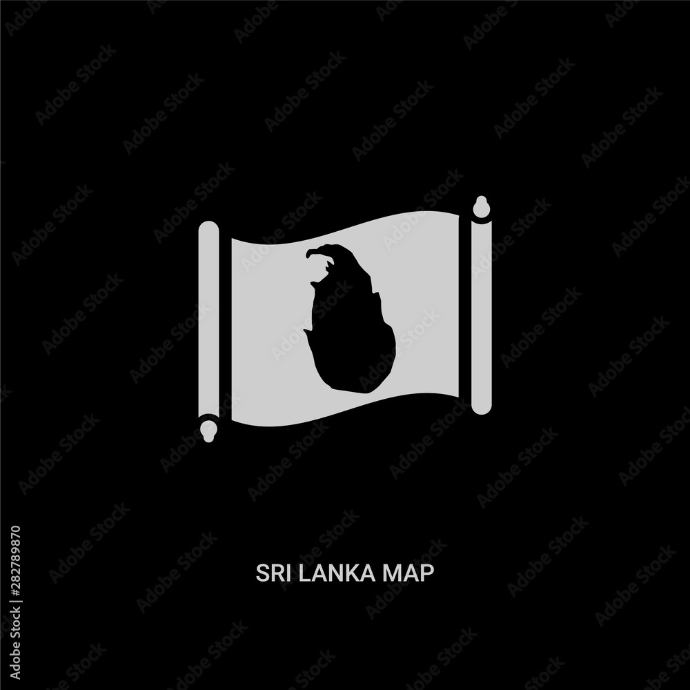 white sri lanka map vector icon on black background. modern flat sri ...