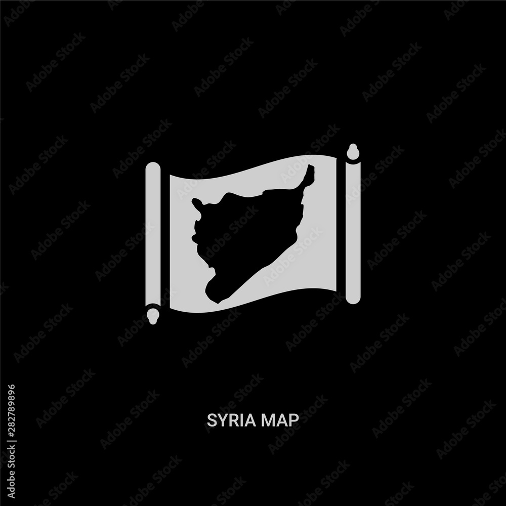 white syria map vector icon on black background. modern flat syria map ...
