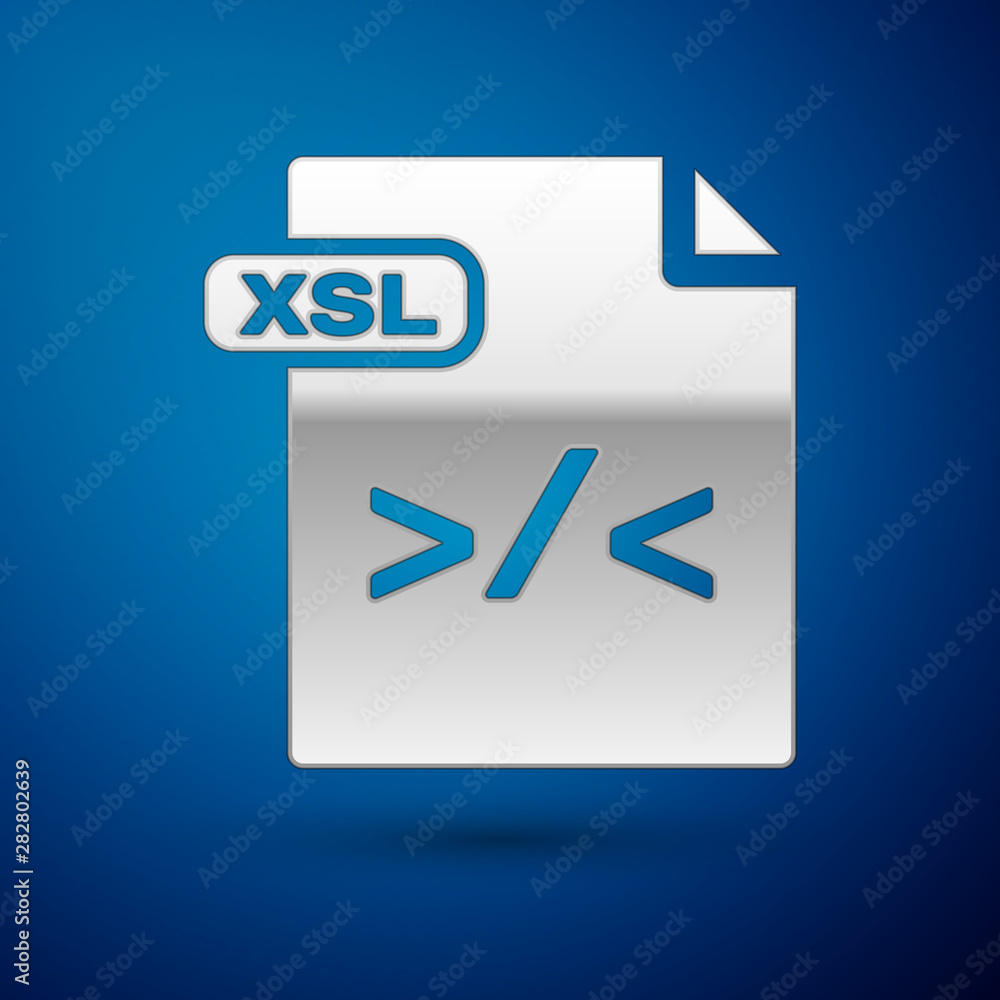 Silver Xsl File Document Download Xsl Button Icon Isolated On Blue Background Excel File