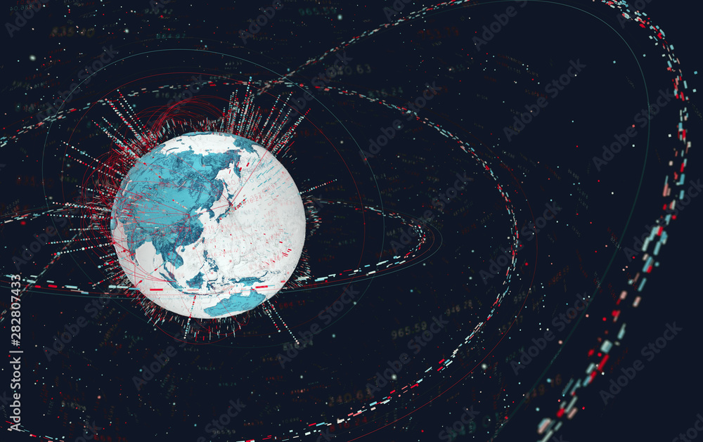 3d data globe - abstract illustration of a scientific technology data ...