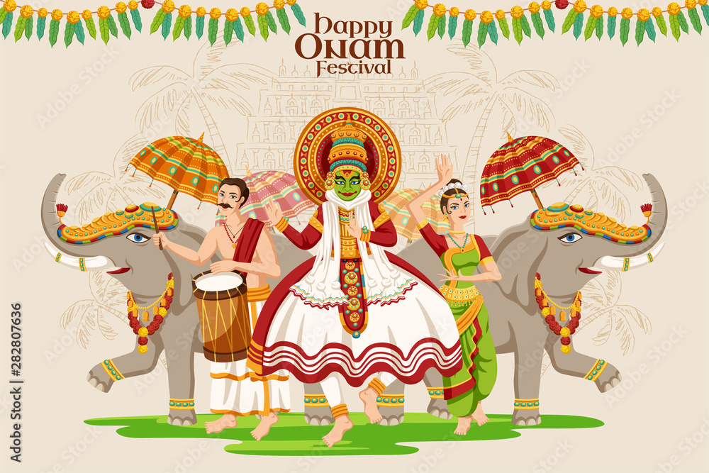 Happy Onam festival design Stock Vector | Adobe Stock