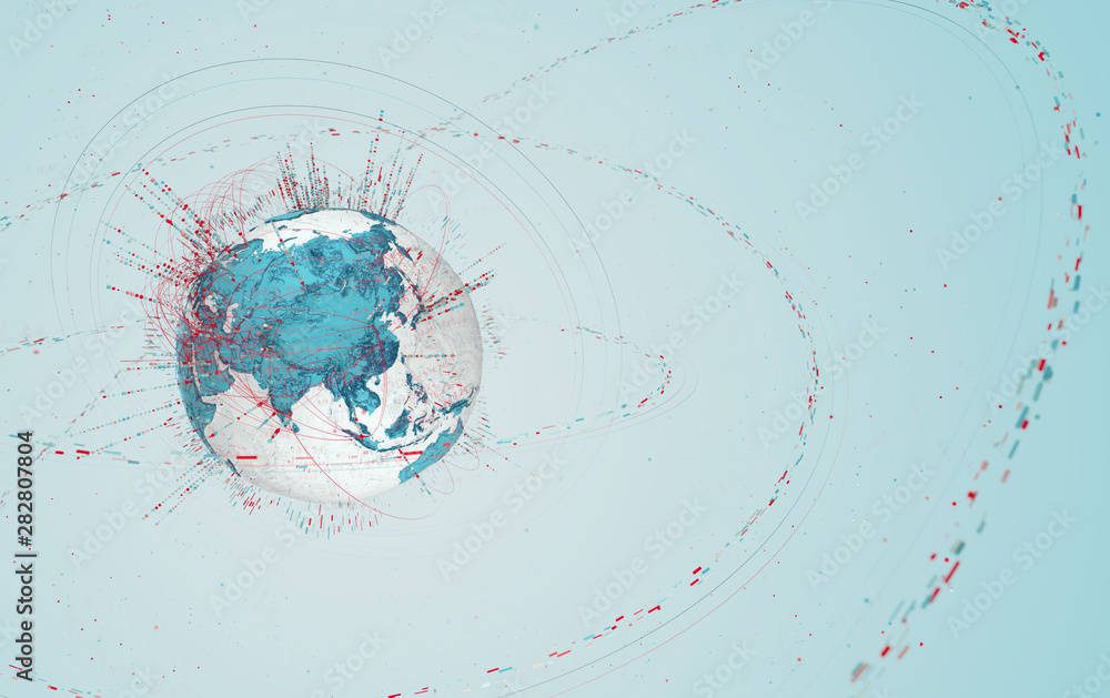 3d data globe - abstract illustration of a scientific technology data ...