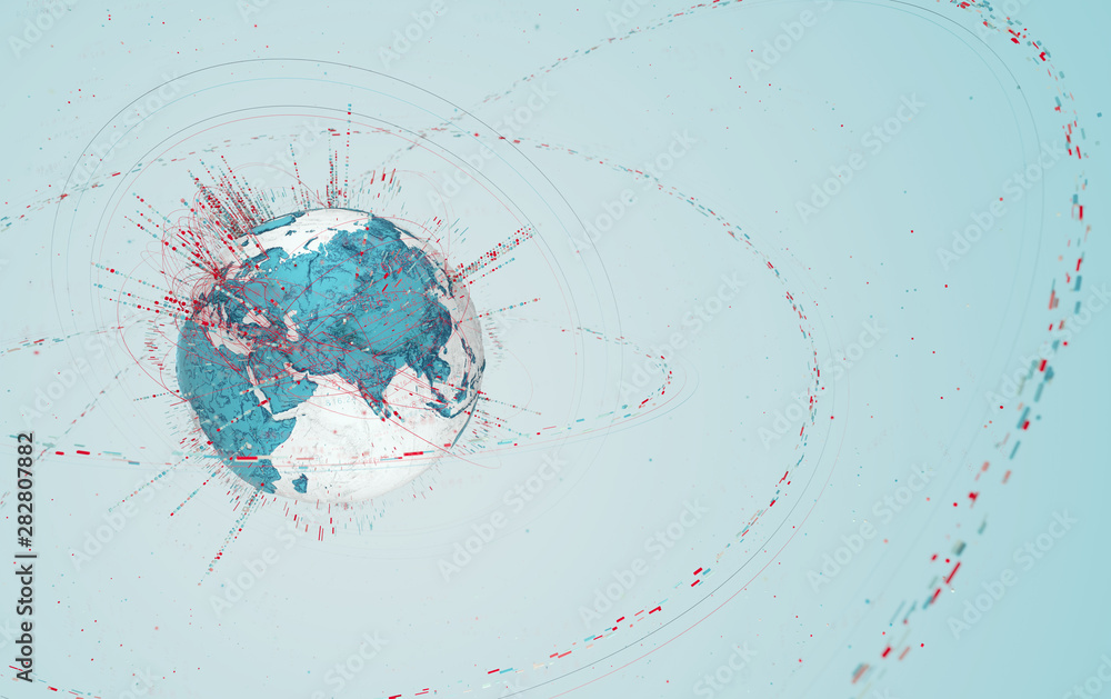 3d data globe - abstract illustration of a scientific technology data ...