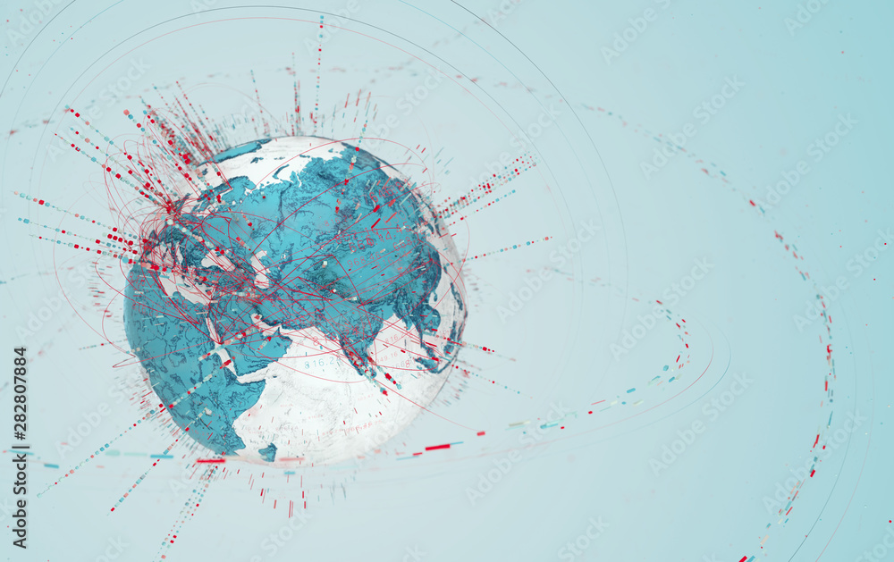 3d data globe - abstract illustration of a scientific technology data ...