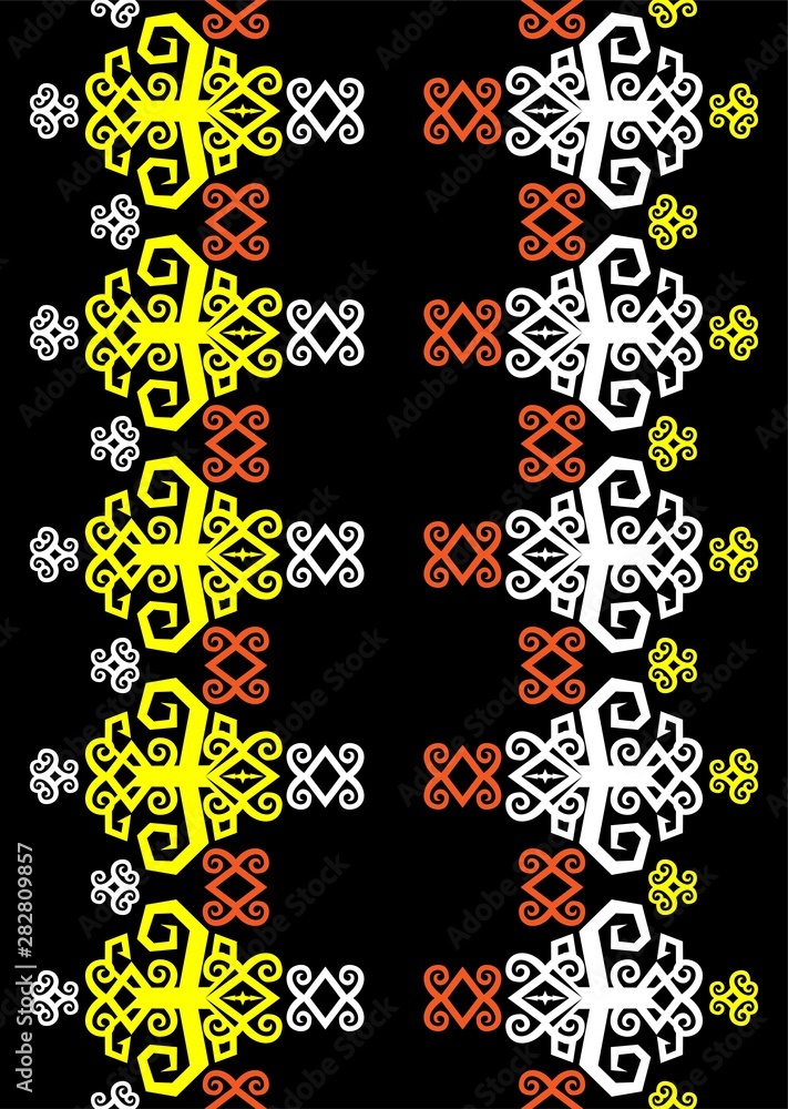 traditional Indonesian fabric motif. Seamless patern of dayak culture ...