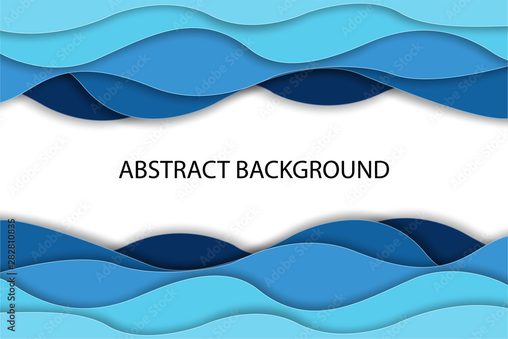 Paper art abstract blue water waves. Origami design template. Vector ...