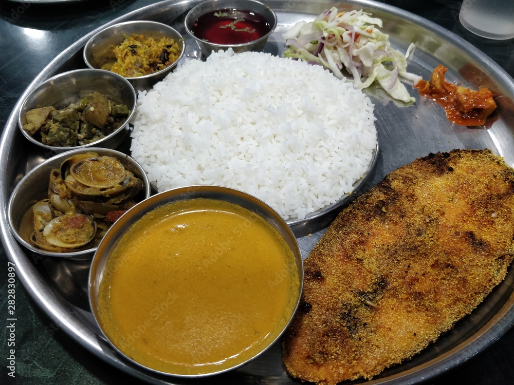 king fish thali Stock Photo | Adobe Stock