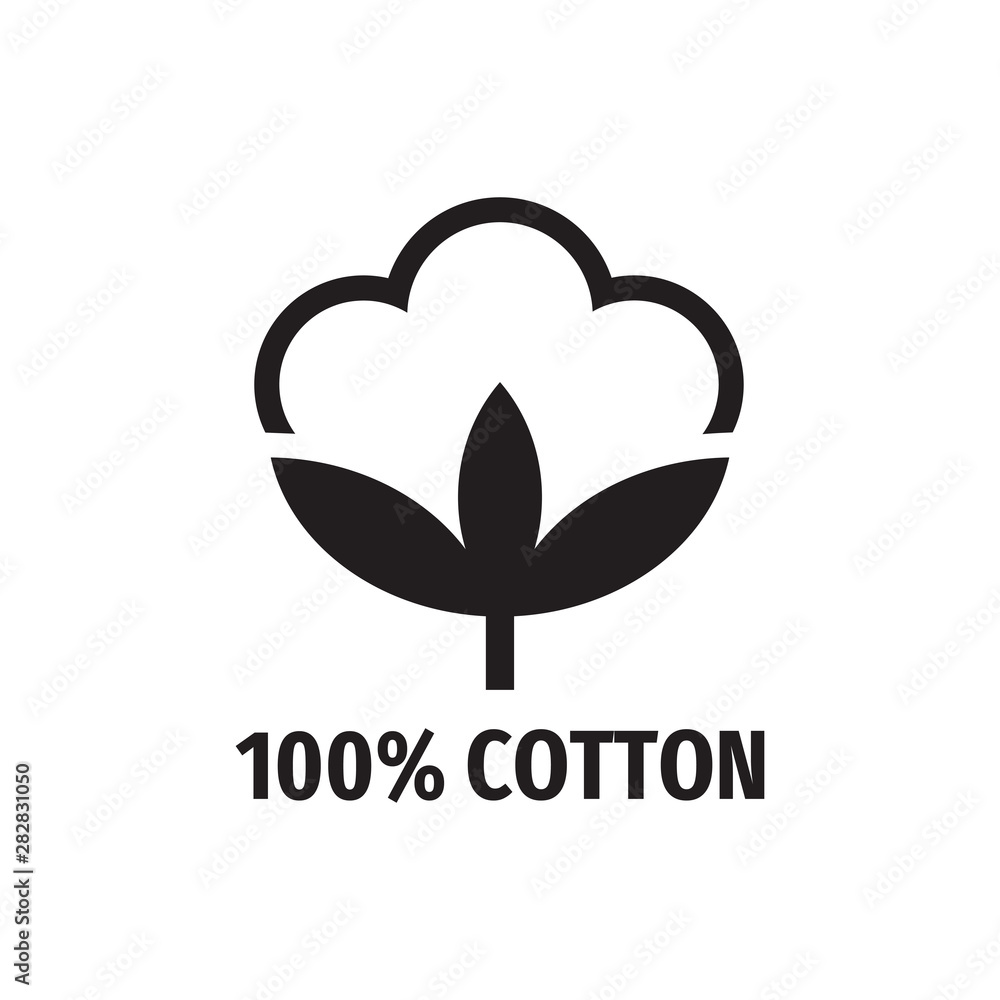 100% cotton - web black icon design. Natural fiber sign. Vector ...