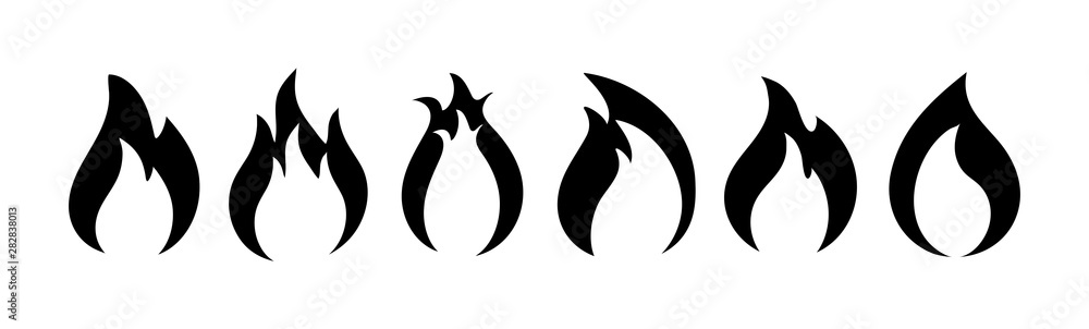 Vector set of fire icons of different shapes and configurations Stock ...