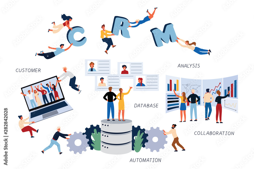 Business Concept of CMR, Customer, Analysis, Database, Collaboration ...
