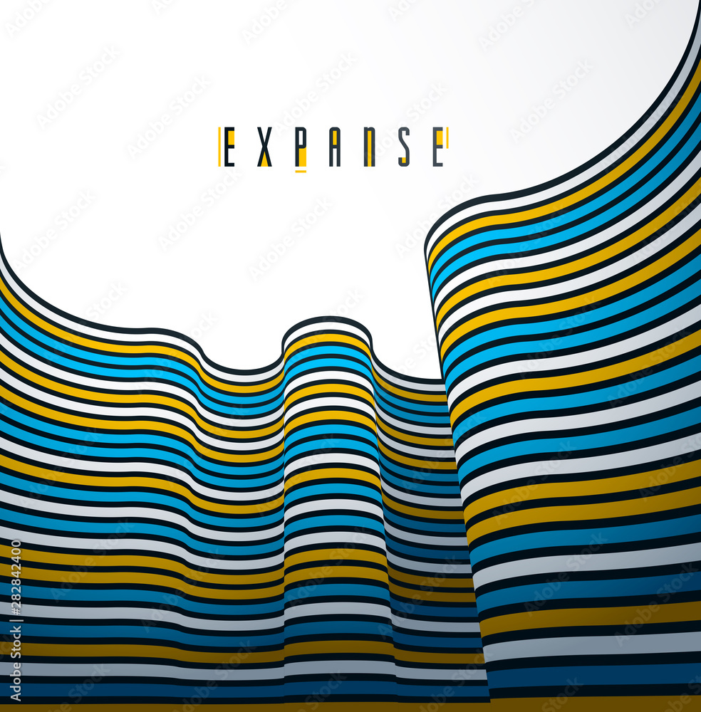 3D abstract lines in perspective vector background, modern trendy ...