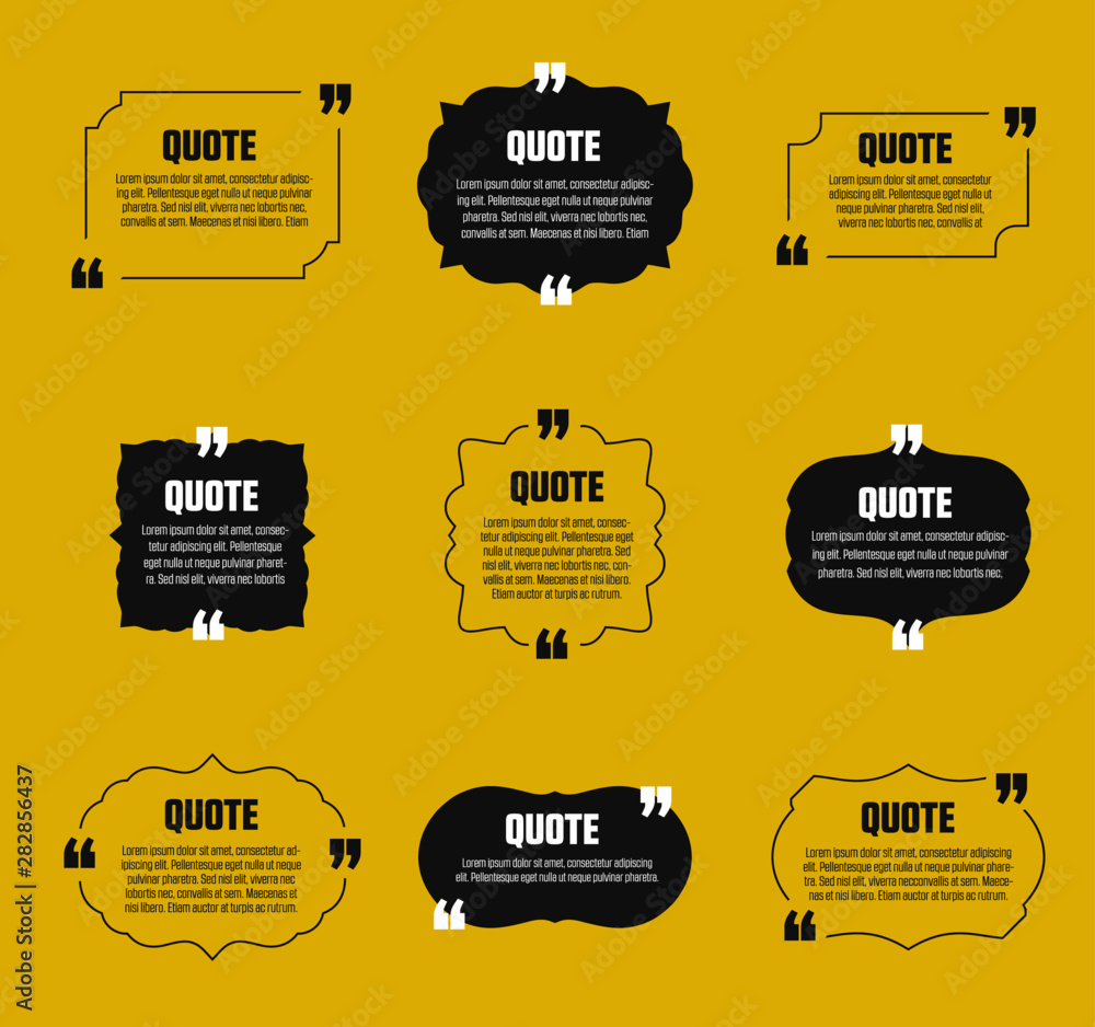 Modern block quote and pull quote line frame design elements. Stock ...