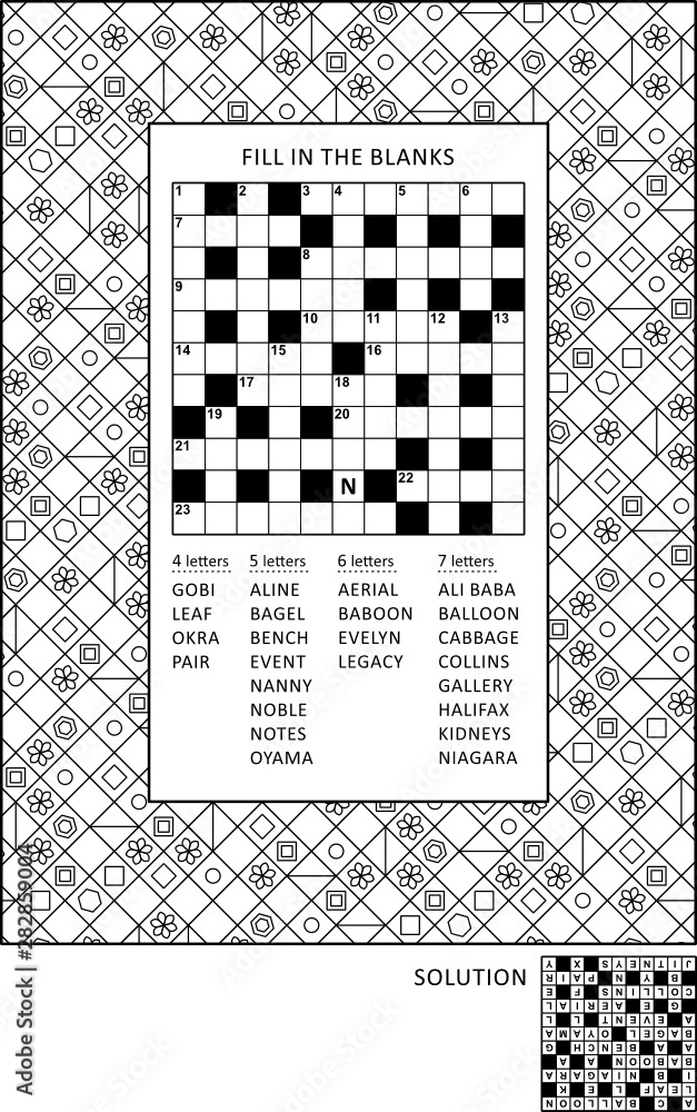 Puzzle and coloring activity page for grown-ups with criss-cross, or ...
