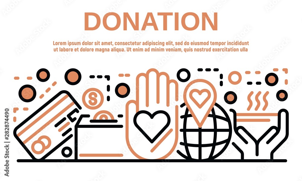 Donation banner. Outline illustration of donation vector banner for web ...