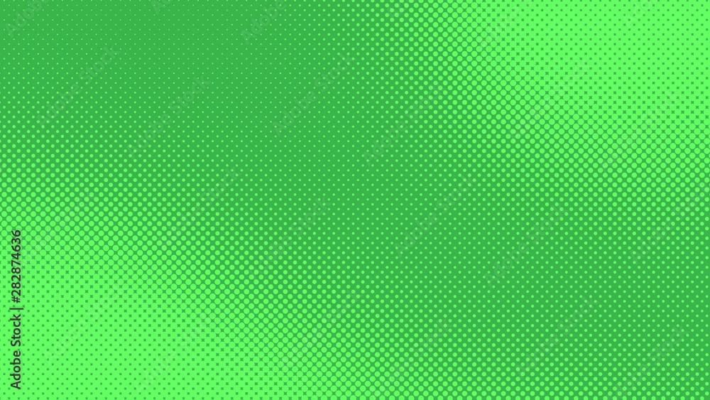 Green pop art background in retro comic style with halftone dots ...
