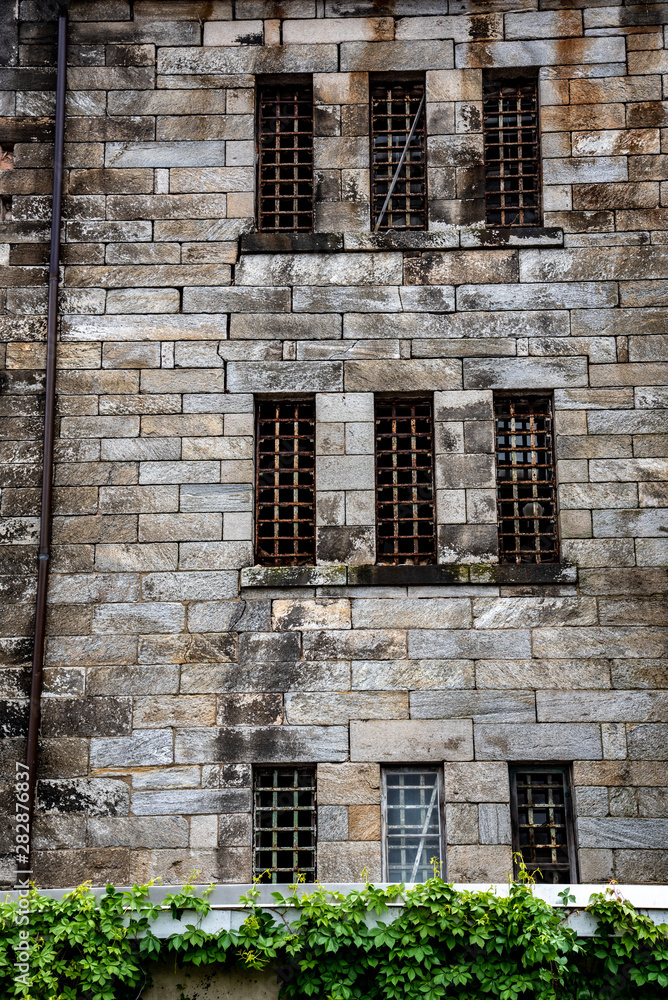 Windows with bars in a penitentiary Stock Photo | Adobe Stock