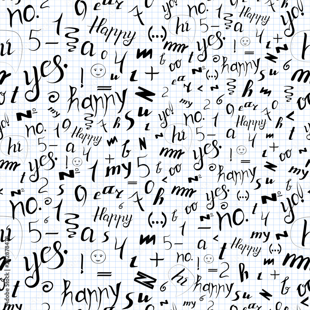 vector seamless pattern on a white background from handwritten letters ...