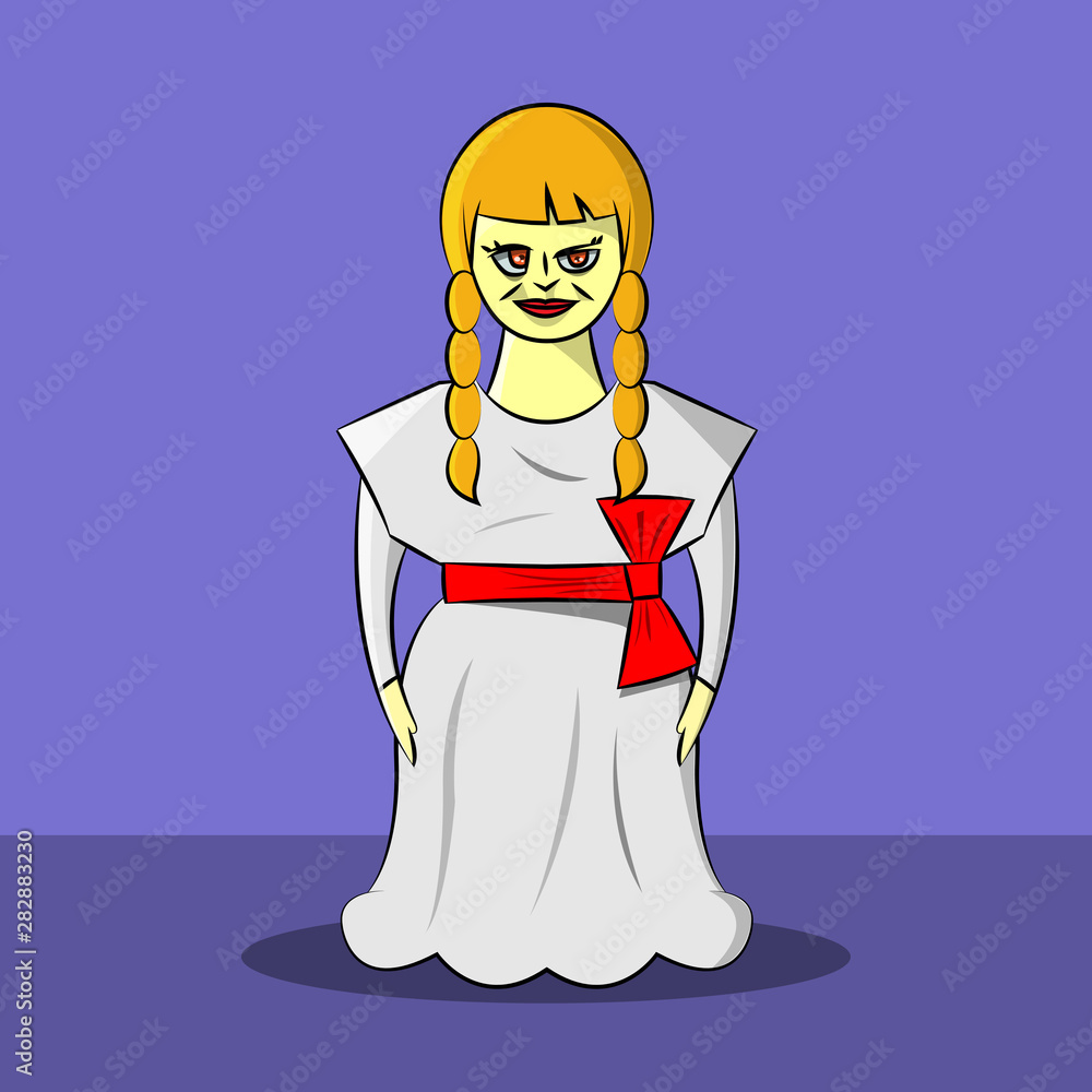 Girl doll horror cartoon vector. Stock Vector | Adobe Stock
