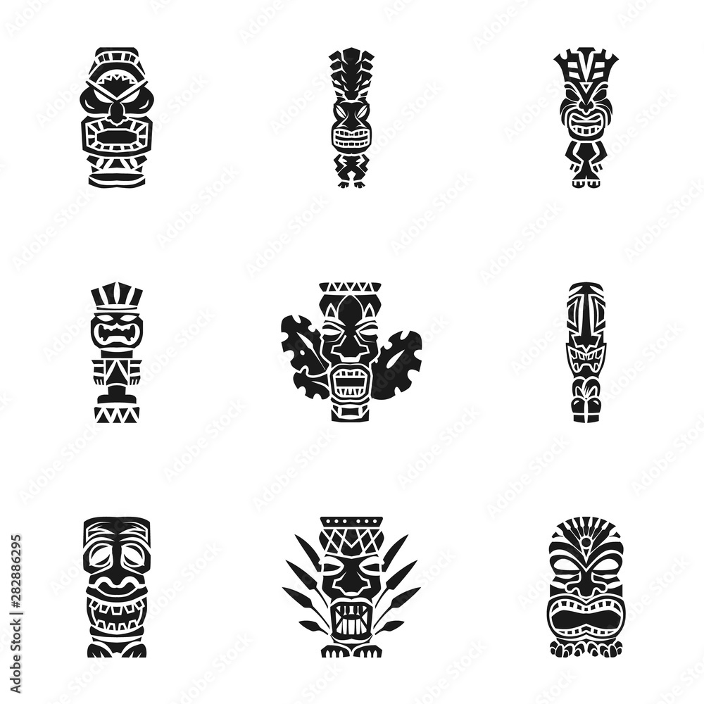 Aztec idol icon set. Simple set of 9 aztec idol vector icons for web ...